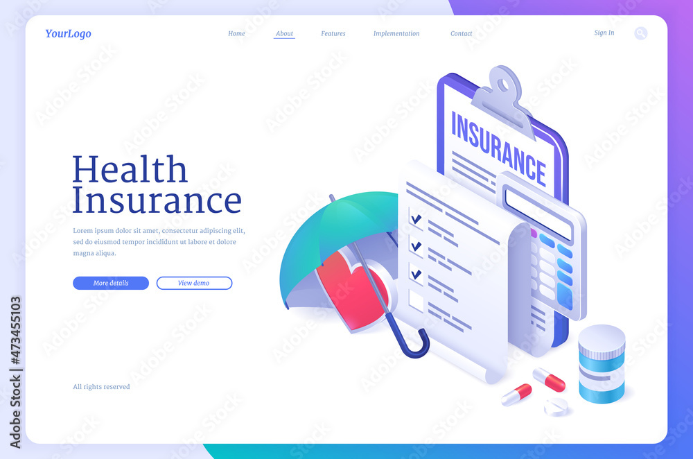 Health insurance banner. Concept of healthcare, personal medical ...