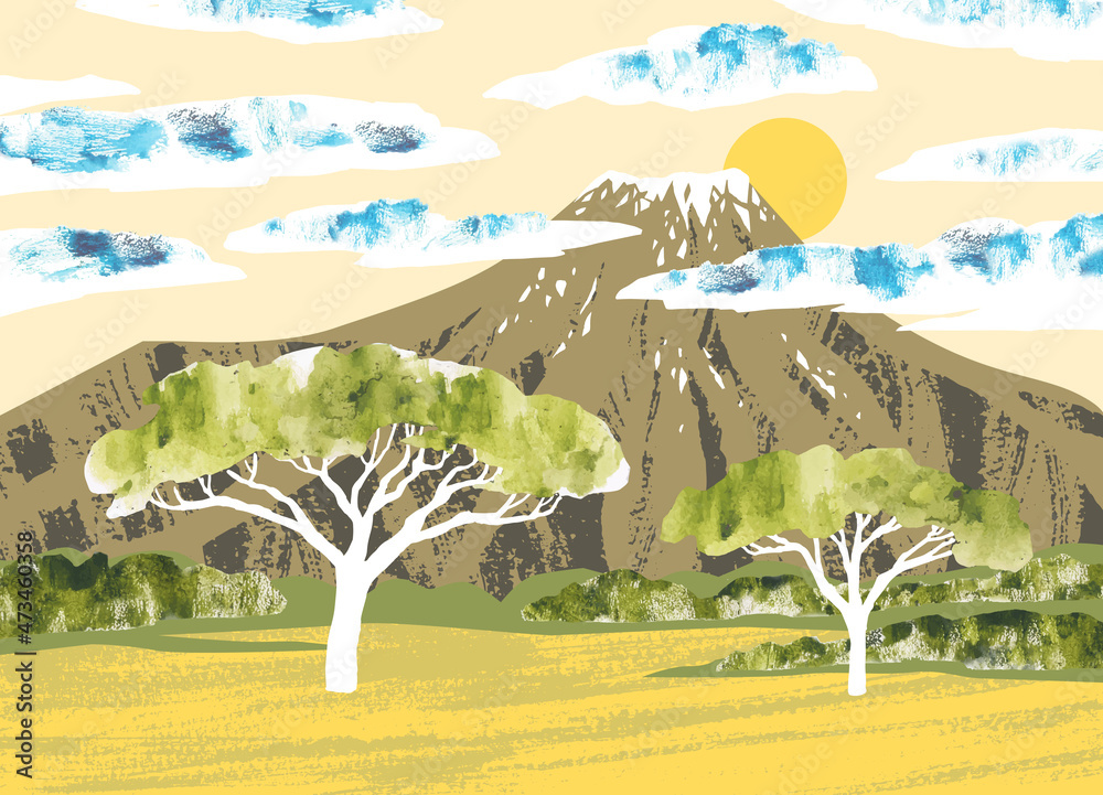 Africa. Savanna landscape. Amboseli National Park. African landscape ...