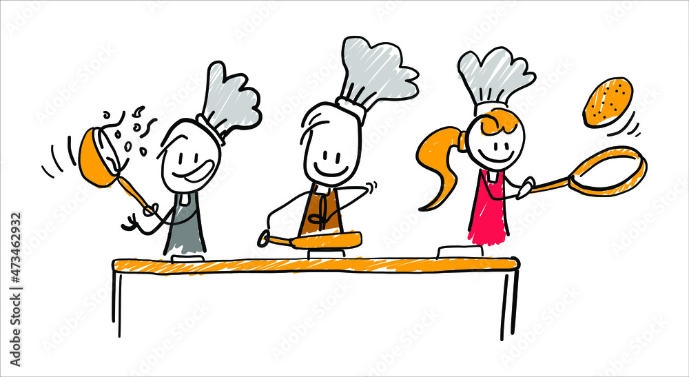 Stick figure people, working life, daily life. Freehand drawing. Vector ...