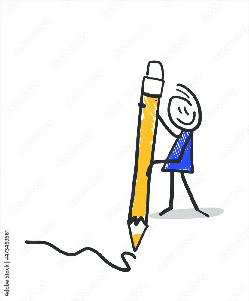 Stick figure people, working life, daily life. Freehand drawing. Vector ...