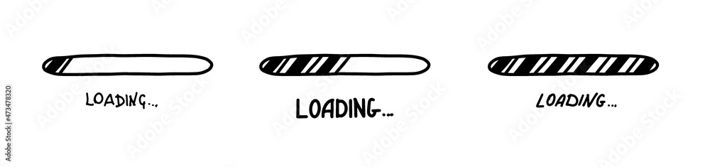 Loading bar doodle icon. Progress loading bar. Hand drawn sketch ...