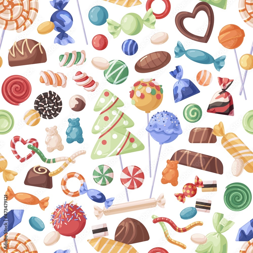 Seamless candies pattern. Endless background design with repeating ...