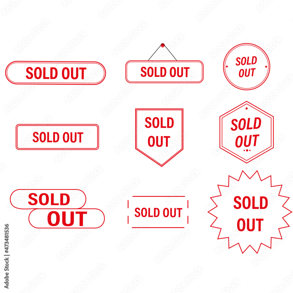 Sold-out, Out-of-stock red stamp banner sign set. . Isolated stamped ...