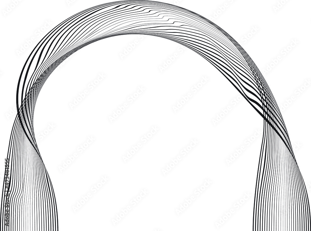 Arch lines .Abstract flow lines background . Fluid wavy arch shape .Striped linear pattern ...