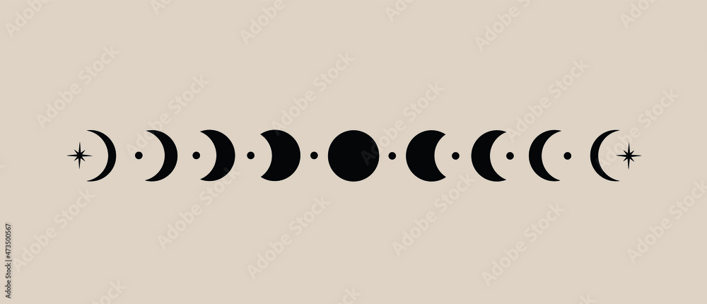 Moon phases simple vector illustration boho style Stock Vector | Adobe ...