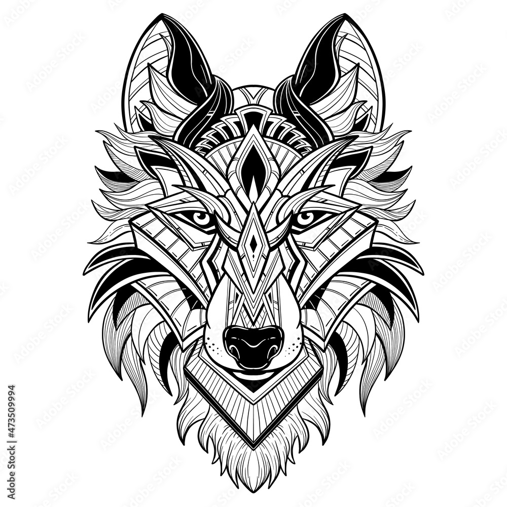 wolf illustration geometric tattoo style and tshirt design Stock Vector ...