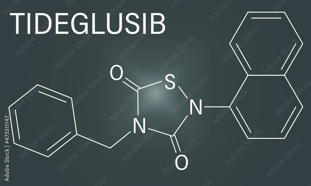 Tideglusib drug molecule. GSK-3 inhibitor. Skeletal formula. Stock ...