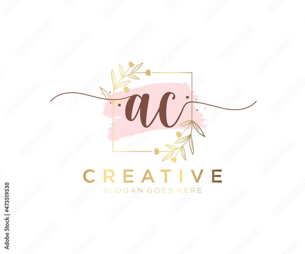 Initial AC feminine logo. Usable for Nature, Salon, Spa, Cosmetic and ...