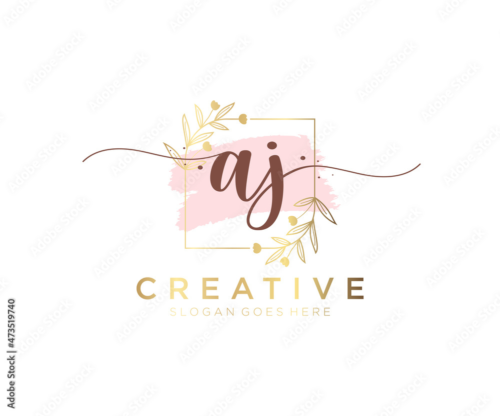 Initial AJ feminine logo. Usable for Nature, Salon, Spa, Cosmetic and ...