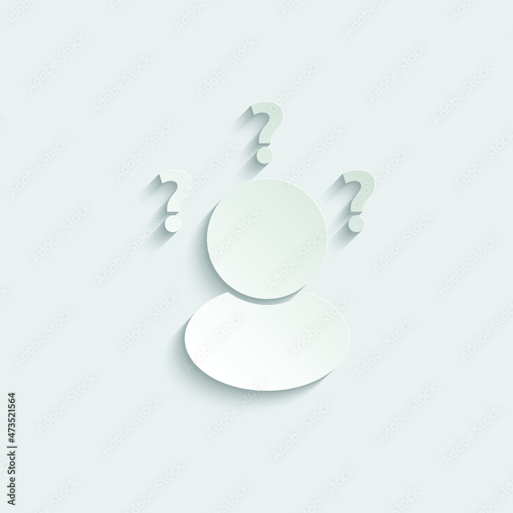 person with question mark. Male icon. Human face with question mark ...