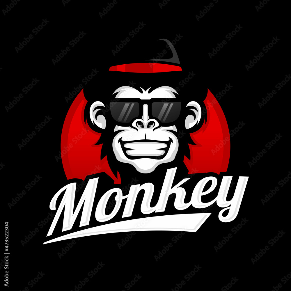 Monkey mascot logo vector. Animal vector illustration. Geek monkey logo ...