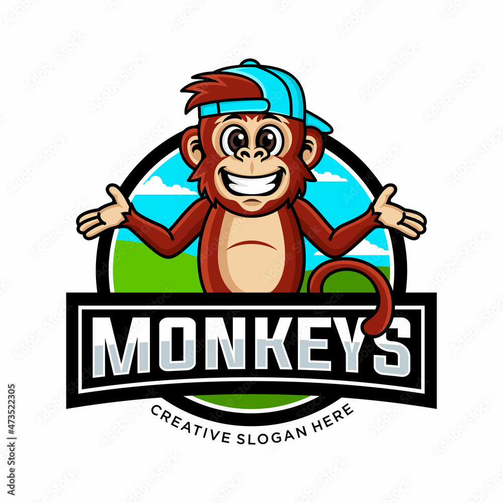Monkey mascot logo vector. Animal vector illustration. Geek monkey logo ...