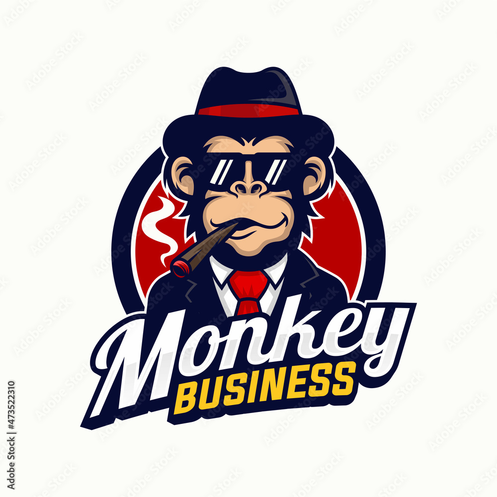 Monkey mascot logo vector. Animal vector illustration. Geek monkey logo ...