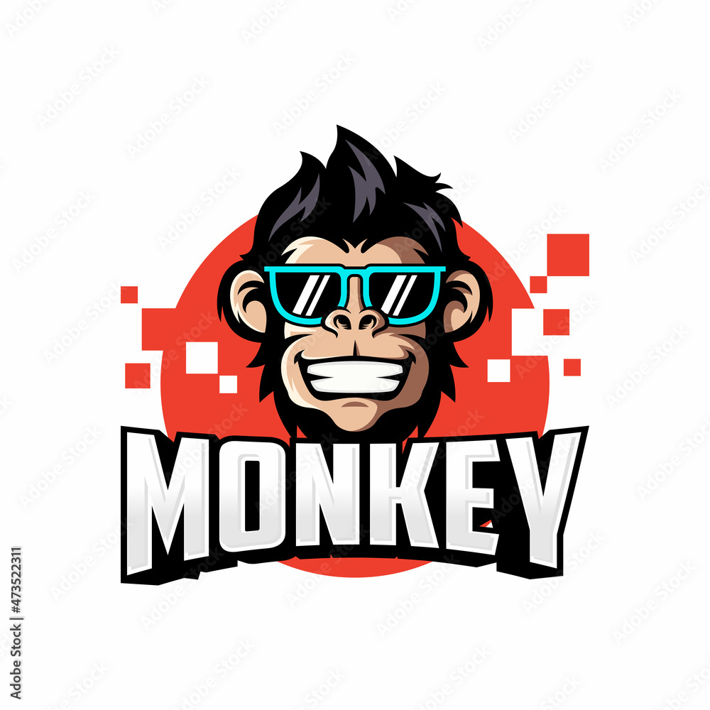 Monkey mascot logo vector. Animal vector illustration. Geek monkey logo ...