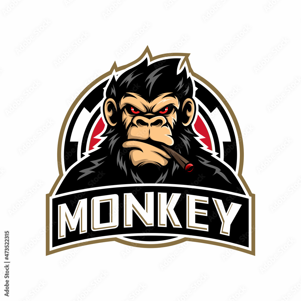 awesome monkey logo vector illustration Stock Vector | Adobe Stock