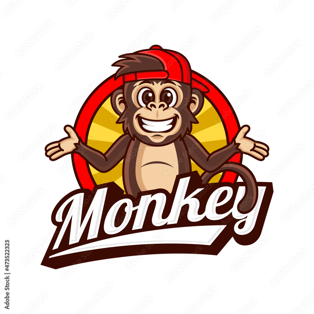 Monkey mascot logo vector. Animal vector illustration. Geek monkey logo ...