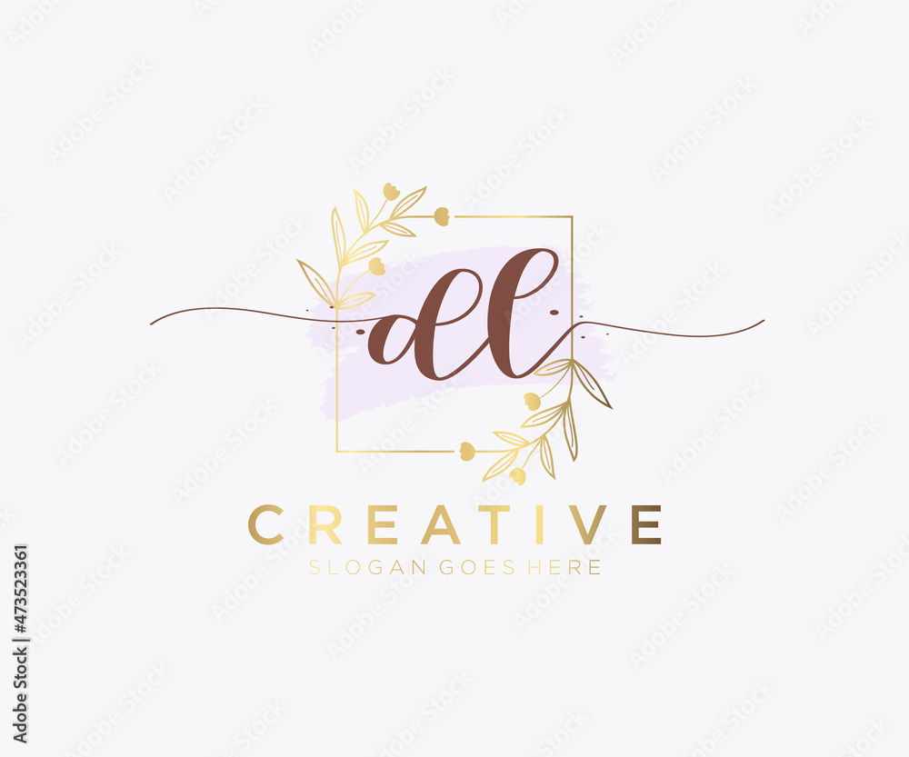 Initial DL feminine logo. Usable for Nature, Salon, Spa, Cosmetic and ...