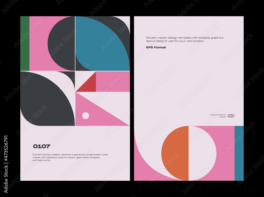 Neomodern Poster Design Layout With Abstract Vector Geometric Shapes ...