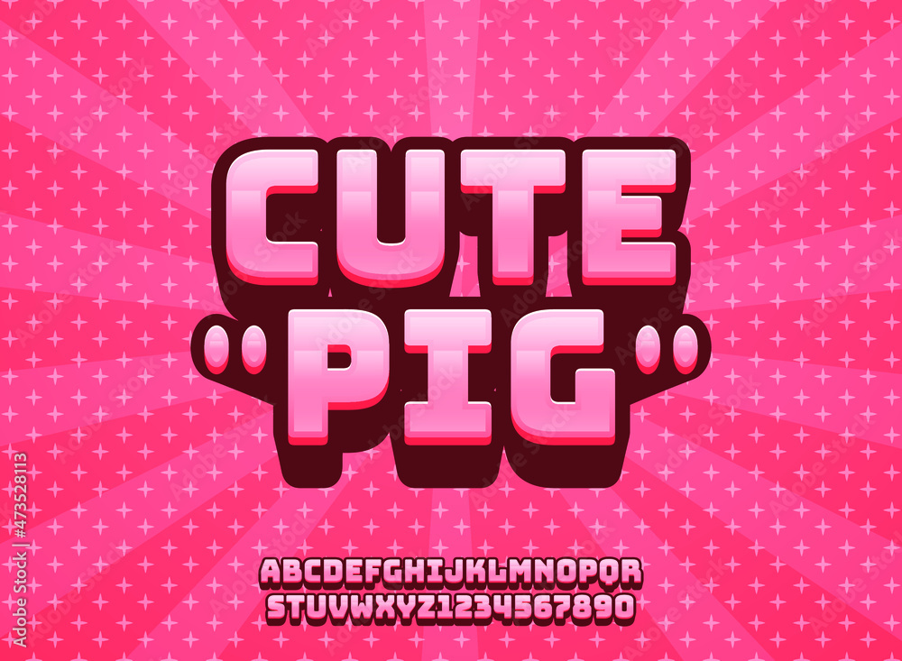 pig, cute, fun, effect, text, type, typography, lettering, font ...