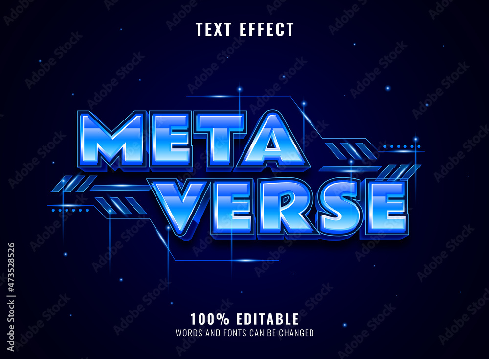 modern futuristic blue metaverse text effect with hologram panel Stock ...