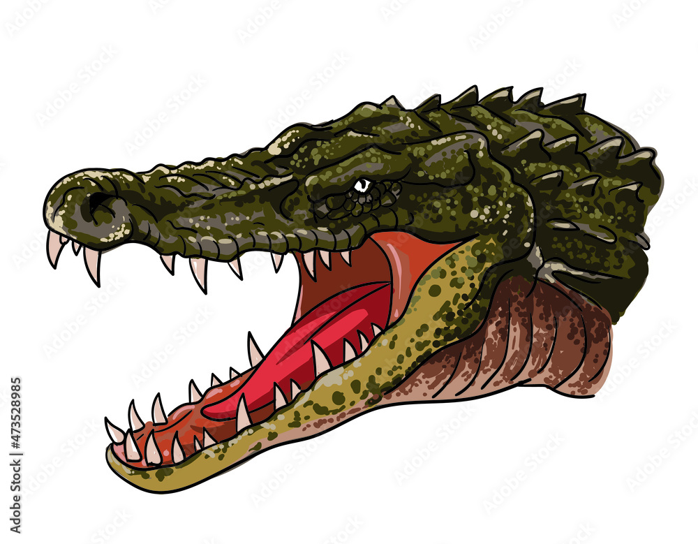 Drawing kaprosuchus head, art.illustration, vector Stock Vector | Adobe ...