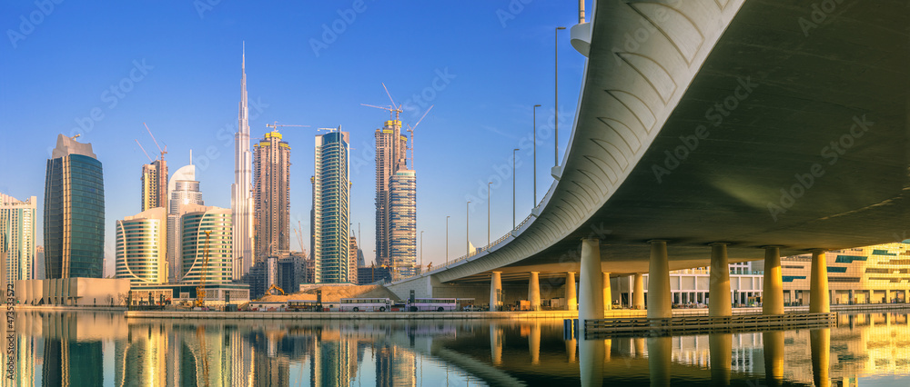 Cityscape of Dubai and panoramic view of Business bay, UAE Stock Photo ...