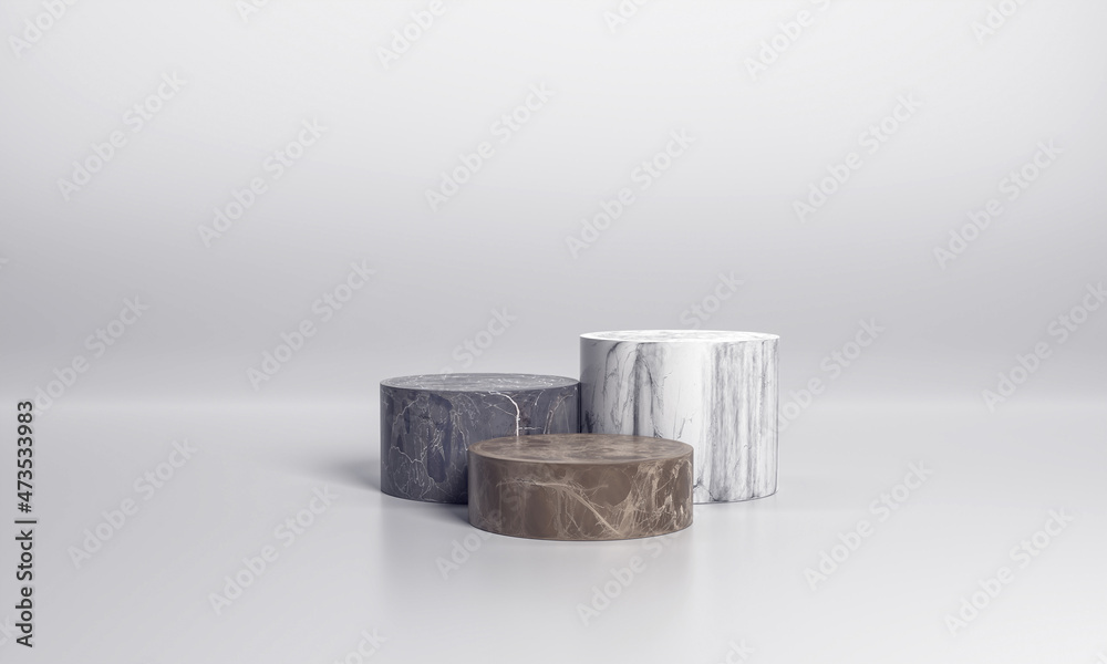 Premium marble showcase mockup. Pedestals made of marble for product ...