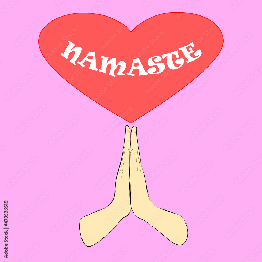 easy-to-edit vector illustration of hands folded in the namaste ...