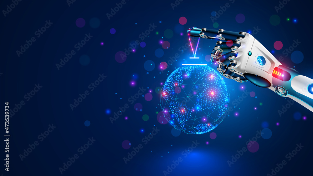 Merry Christmas and New Year Background in modern technology style ...