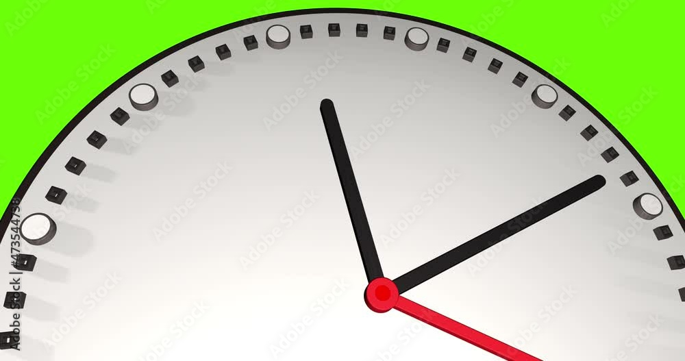 3D Clock animation with moving time pointer, 24 hour seamless loop ...