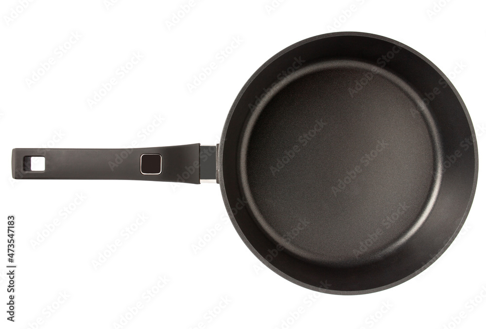 Frying pan with non-stick coating isolated on white background. New ...