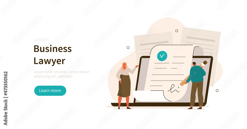 Law and justice scene. Character having consultation with lawyer and ...