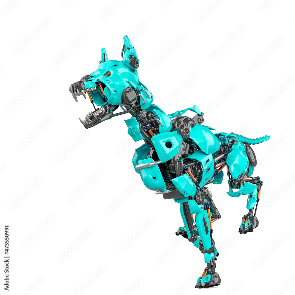cyber dog is running in white background Stock Illustration | Adobe Stock