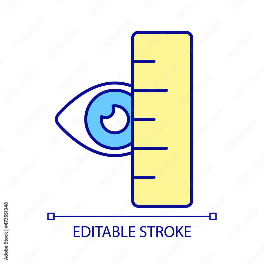 Eye measurement RGB color icon. Preoperative appointment. Taking ...