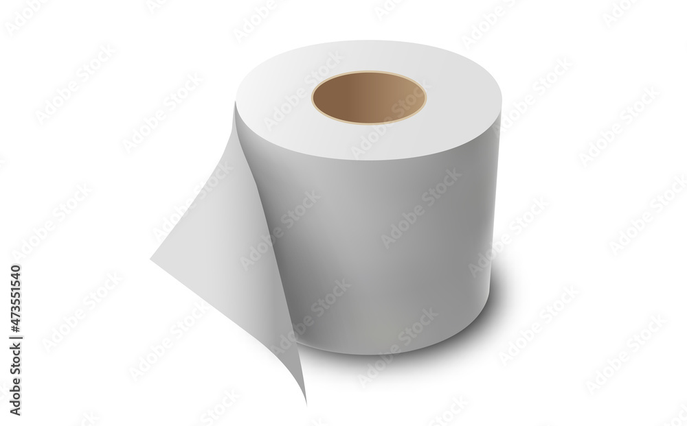 Toilet paper roll with realistic thin paper texture isolated on white ...
