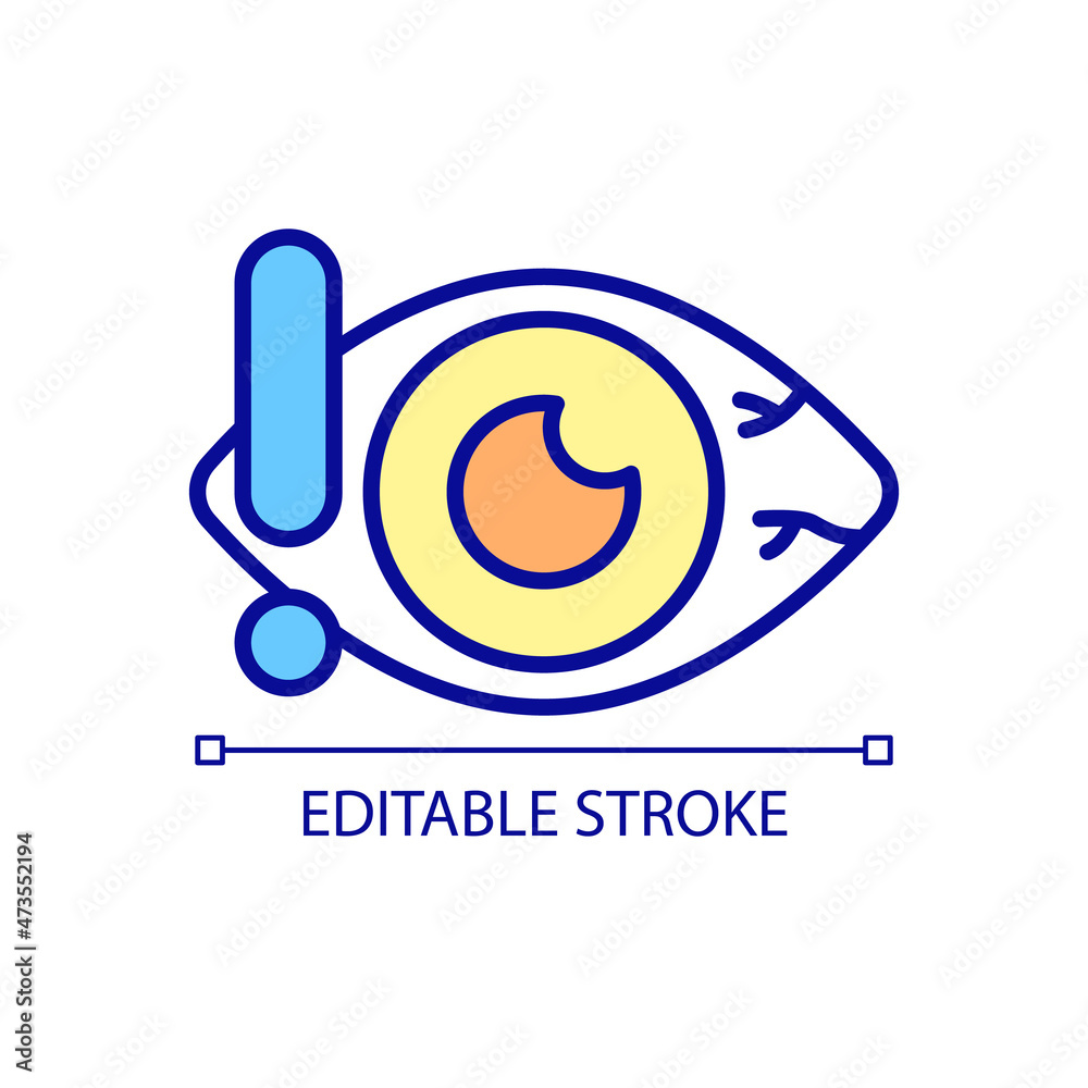 Dry eyes RGB color icon. Risk of infection. Common side effect that ...