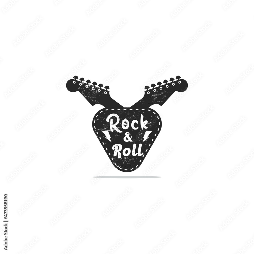 vintage rock and roll logo design, guitar neck and finger board,icon ...
