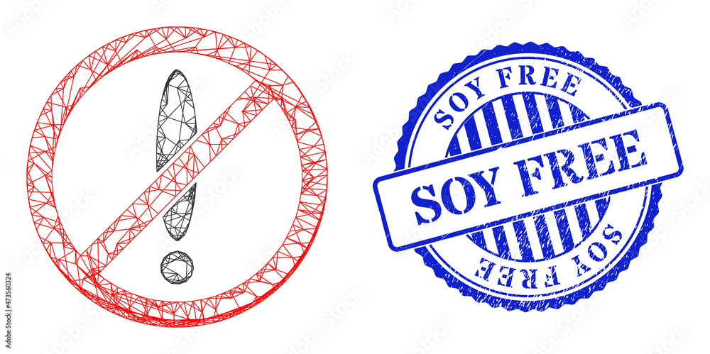 Vector network no problem frame, and Soy Free blue rosette scratched ...