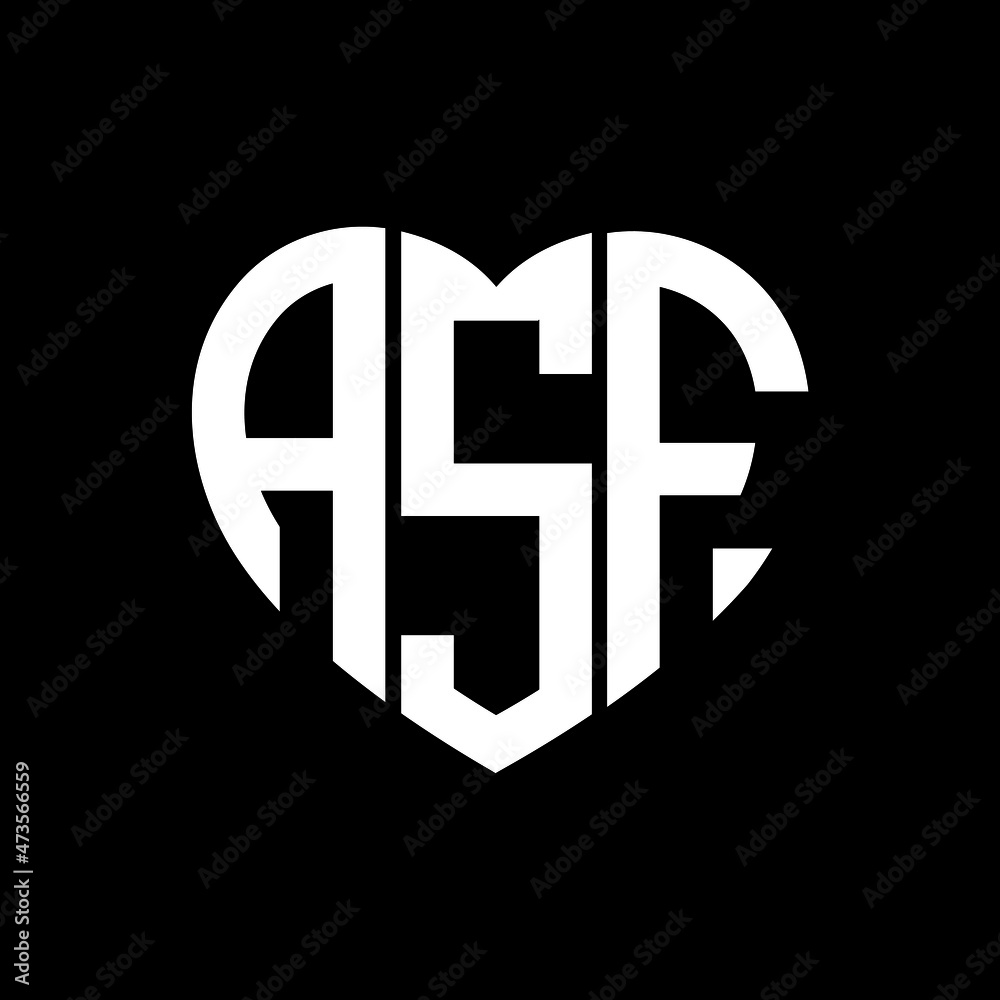 ASF letter logo design on black background.ASF creative initials love ...