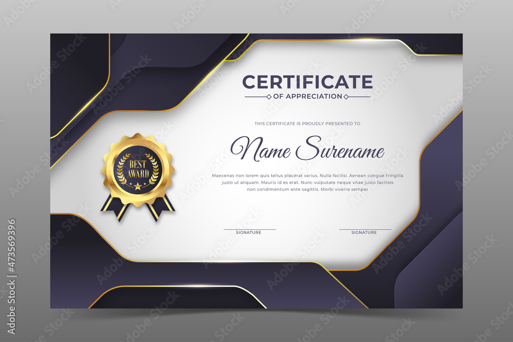Modern gaming certificate template with gradient golden gray Stock ...