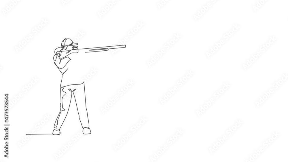 Animated self drawing of one continuous line draw young woman on ...