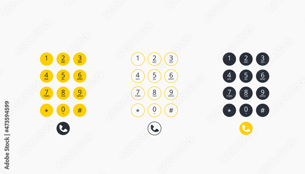 Dial keypad design with numbers and letters in black and yellow style ...
