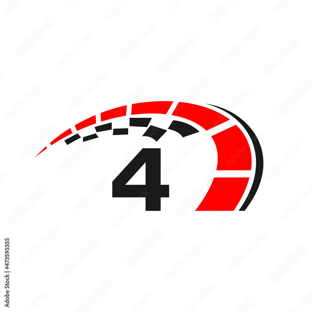 Sport Car Logo On Letter 4 Speed Concept. Car Automotive Template For ...