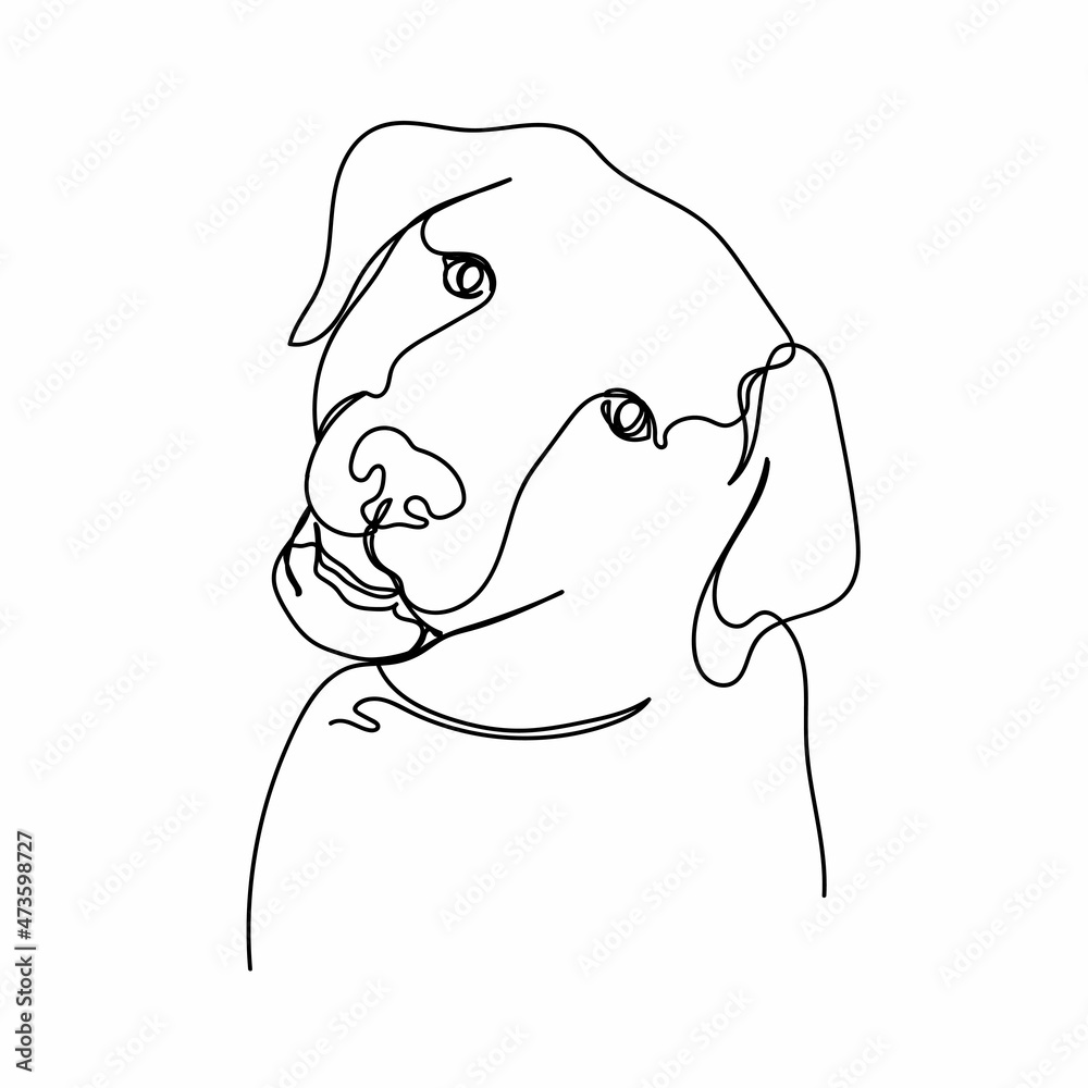 Vector abstract continuous one single simple line drawing icon of head ...