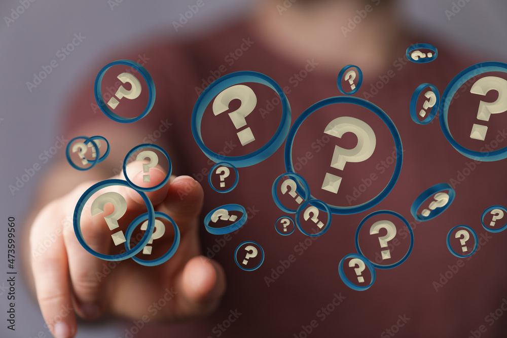 solving problem with digital question marks 3D rendering Stock Photo ...