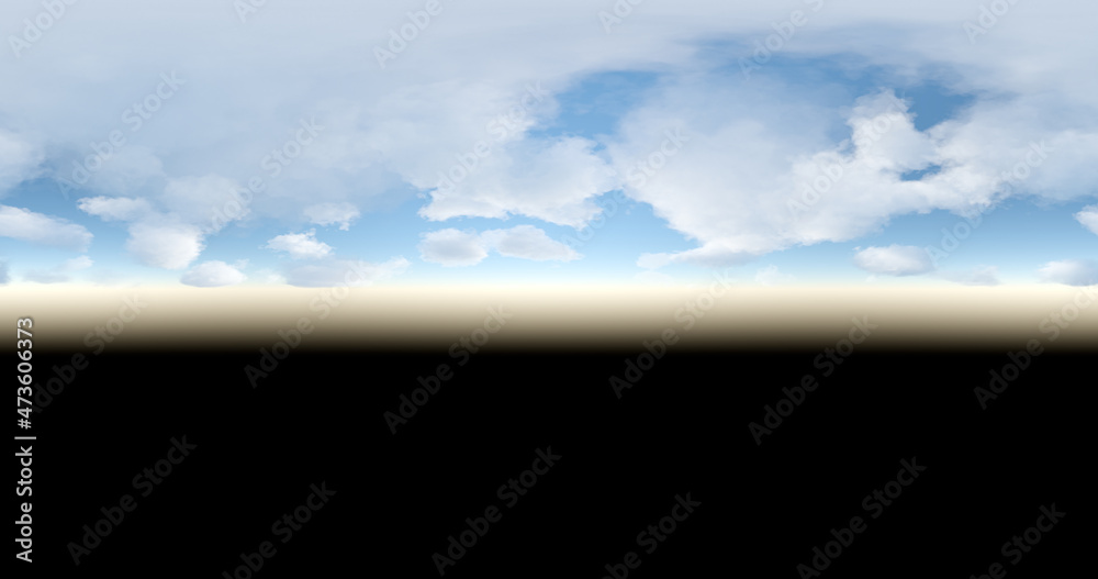 3D rendering. Blue sky with clouds at sunset or sunrise. Environment ...