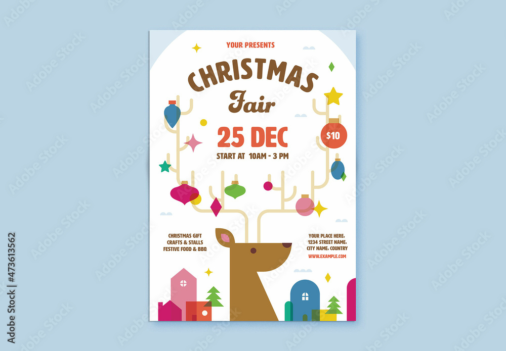 Christmas Fair Flyer Stock Template | Adobe Stock