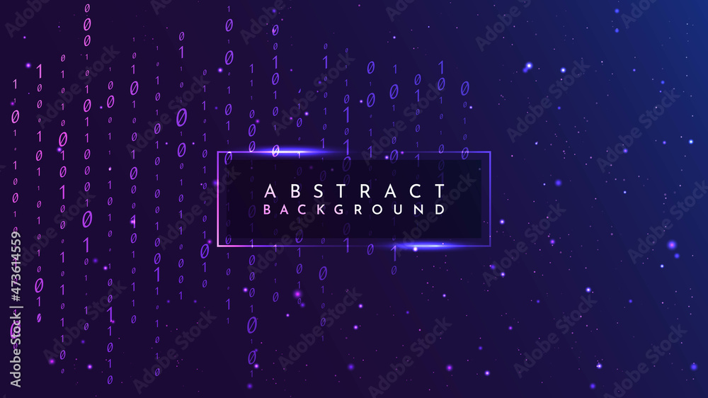 Vector modern illustration. Binary code. Luminous dynamic geometric ...