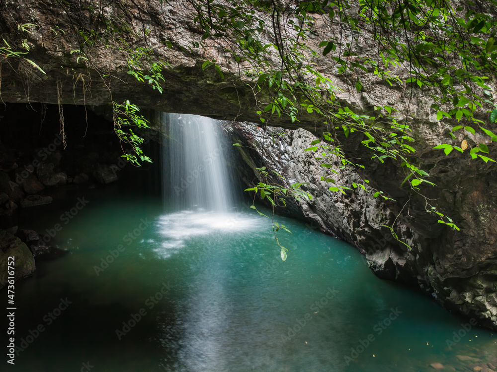 Water flowing into pool at the Natural Bridge in the Gondwana ...