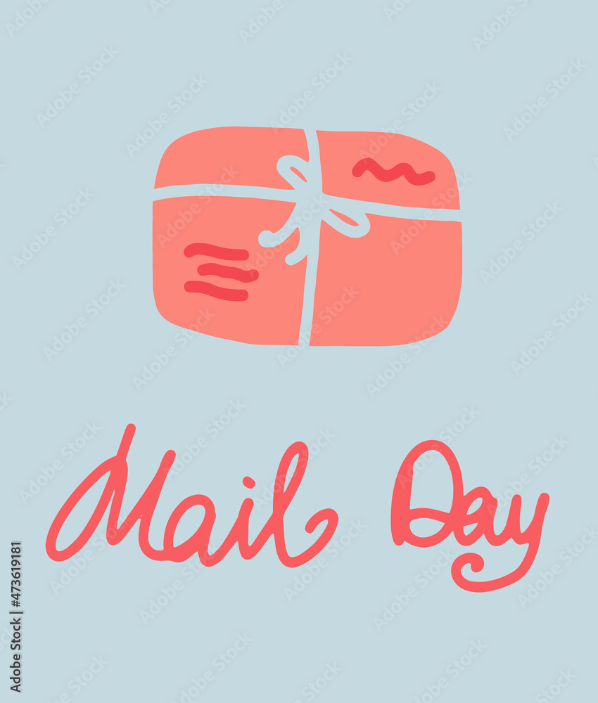 Cute vector postcard world mail day. A letter in an envelope with ...
